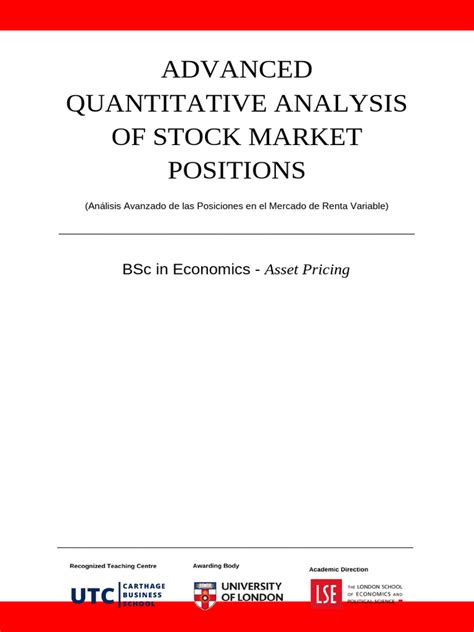 Advanced Quantitative Analysis Of Stock Market Positions Pdf