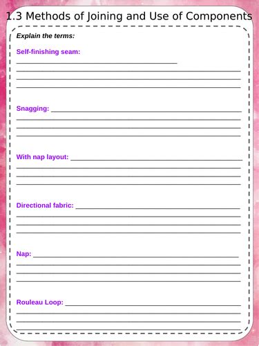 A Level Fashion And Textiles 13 Methods Of Joining And Use Of