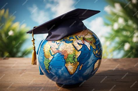Premium Ai Image Graduation Cap On Earth Globe