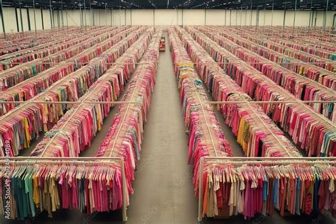 Massive Fast Fashion Warehouse Filled With Endless Racks Of Identical