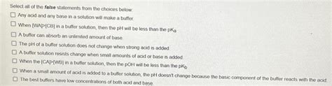 Solved Select All Of The False Statements From The Choices