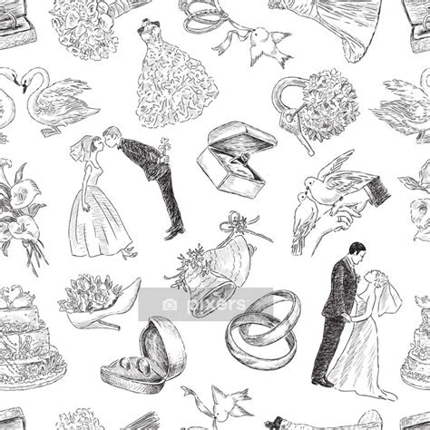 Påslakan Mönstret Av Bröllops Symboler Pixers Se