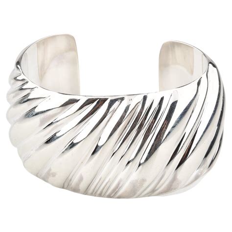 Tiffany And Co Sterling Silver Threaded Rope Design Cuff Bracelet At