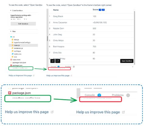 sorting demo does not seem to be aligned correctly · issue 1290