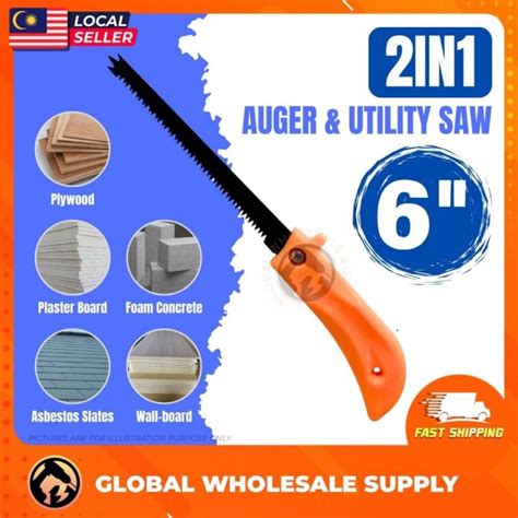2 In 1 6 Auger And Utility Saw Wall Board Saw Hole Saw Plaster Asbestos