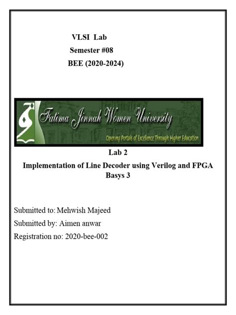 Vsli Lab 2 Pdf Hardware Description Language Field Programmable Gate Array