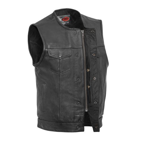 No Rival Mens Motorcycle Leather Vest The Bikers Den