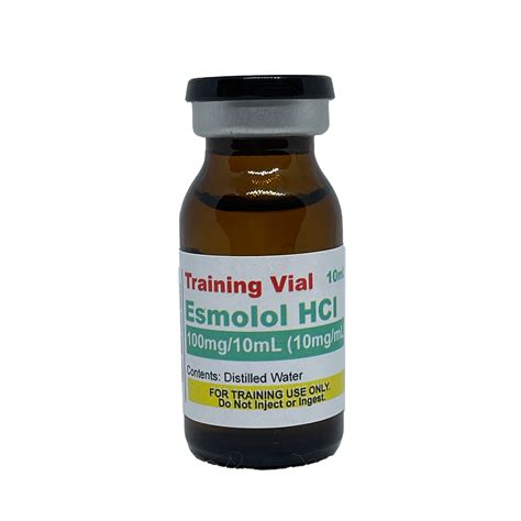 Training Vial Esmolol Hcl 100mg10ml 10mgml 10ml Amber Vial Mockmeds
