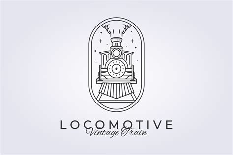 Badge Of Vintage Locomotive Line Art Vec Graphic By Lodzrov · Creative
