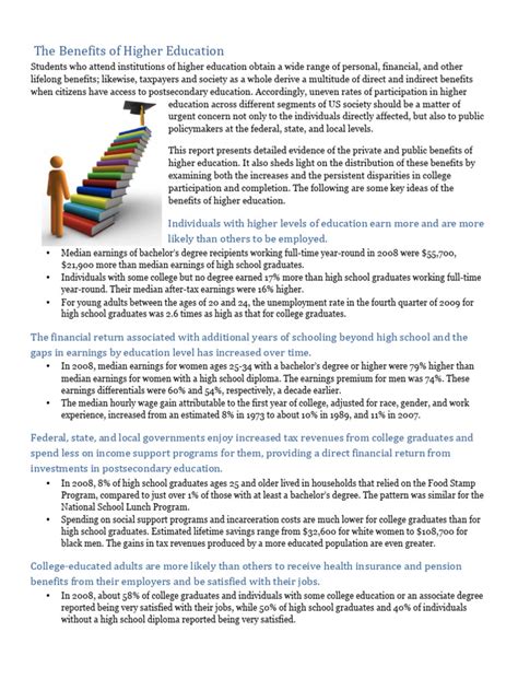 Benefits Of Higher Education Explained Pdf Educational Attainment