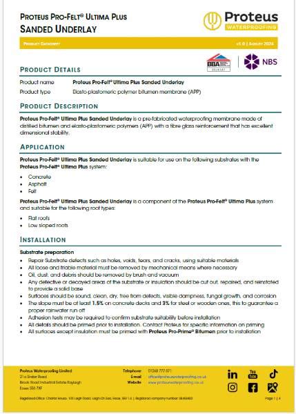 Product Data Sheet Proteus Pro Felt® Ultima Plus Sanded Underlay Nbs Source