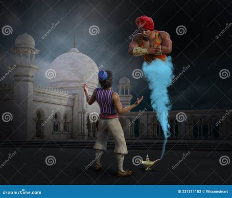 Aladdin Genie Lamp Three Wishes Stock Image Image Of Middle Tale