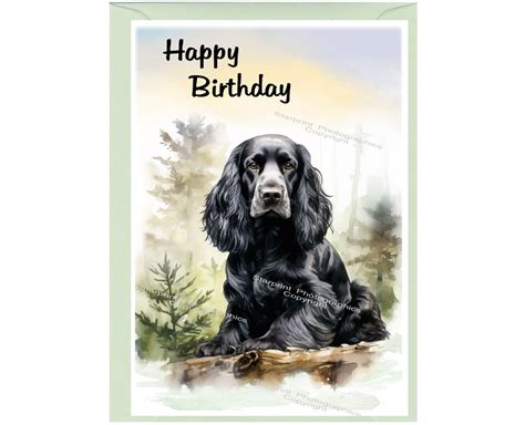 Carte Joyeux Anniversaire Cocker Spaniel Chien Noir 6 X 4 Po