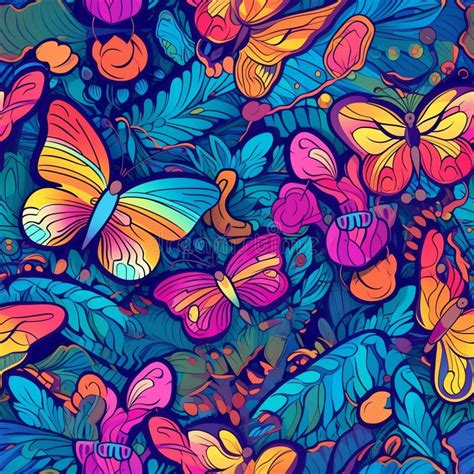 Generative Ai Seamless Pattern With Butterflies Stock Illustration Illustration Of Background