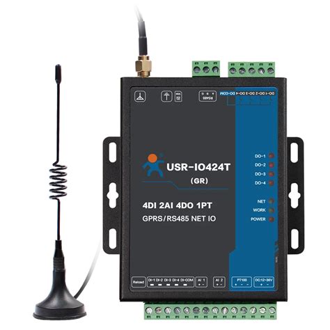 USR IO424T GR 4 Channel GPRS GSM Network IO Controller 4 Way Temperature Detection Modbus TCP