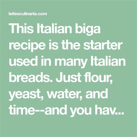 This Italian Biga Recipe Is The Starter Used In Many Italian Breads