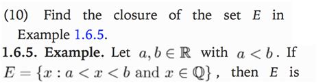 Solved 10 Find The Closure Of The Set E In Example 1 6 5
