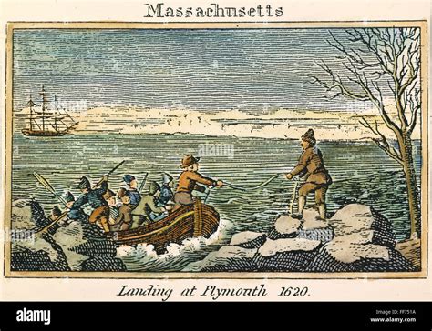 Plymouth Rock Landing Nthe Landing Of The Pilgrims On Plymouth Rock