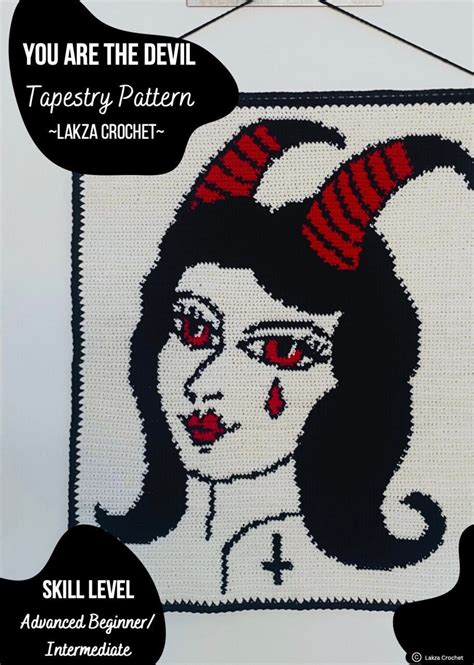 Crochet Pattern Devil Traditional Tattoo Wall Hanging Tapestry Etsy