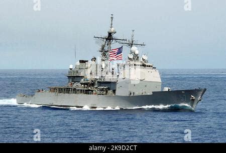 The Us Navy Warship Uss Lake Erie Docks At The Panamanian Navy Base