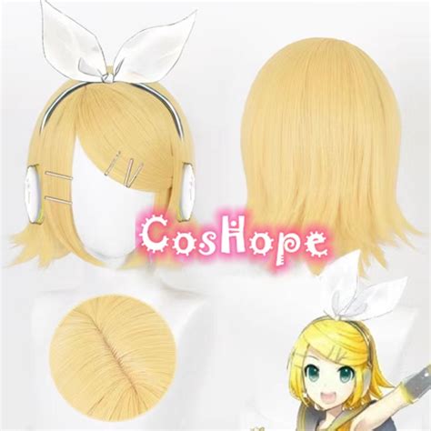 Misscoo Kagamine Rinlen Cosplay Wig Kagamine Rin Short Wig Light