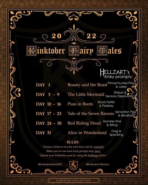 Kinktober 2022 Prompts By Hellzart On Deviantart