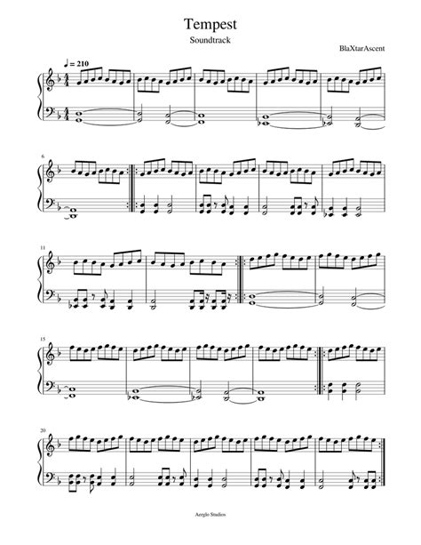 Tempest Sheet Music For Piano Solo