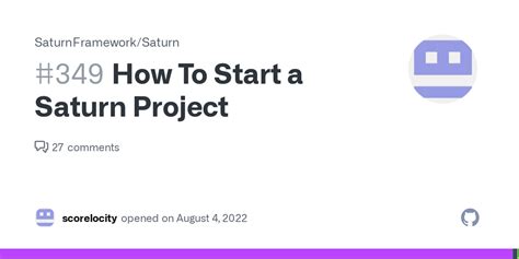 How To Start A Saturn Project Issue SaturnFramework Saturn GitHub
