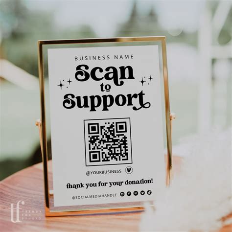 Retro Scan To Support Sign Qr Code Donation Sign Canva Template Dani