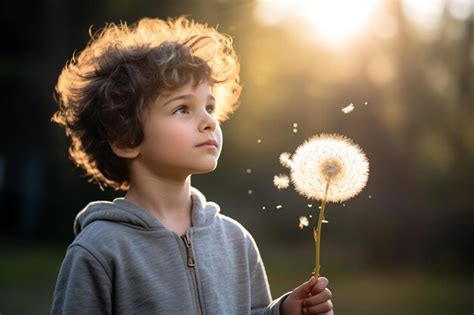 Premium Photo High Angle Boy With Dandelion
