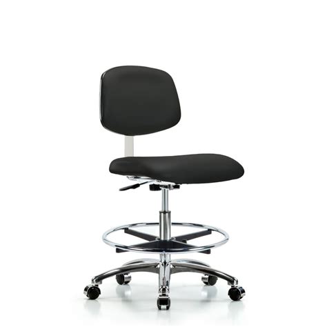 Class 10 Clean Room Vinyl Chair Chrome Medium Bench Height With