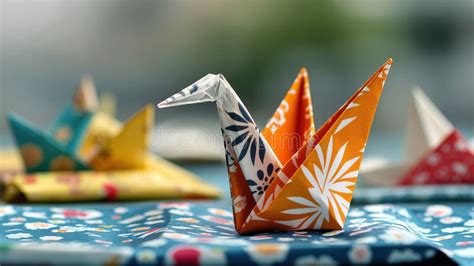 Vibrant Origami Crane Stands Out Among Colorful Paper Designs