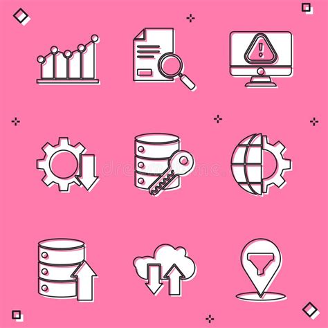Set Pie Chart Infographic Monitor Exclamation Mark Cost Reduction