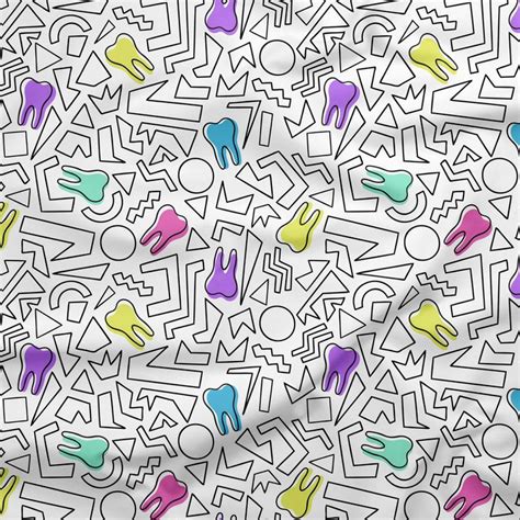 Memphis Teeth Fabric Tooth Fabric Tooth Pattern Dentist Fabric
