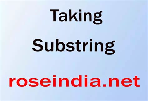 Taking Substring