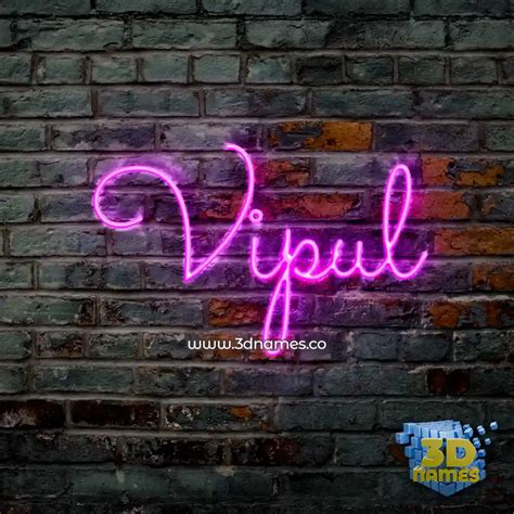 Preview Of Pink Neon 3d Name For Vipul