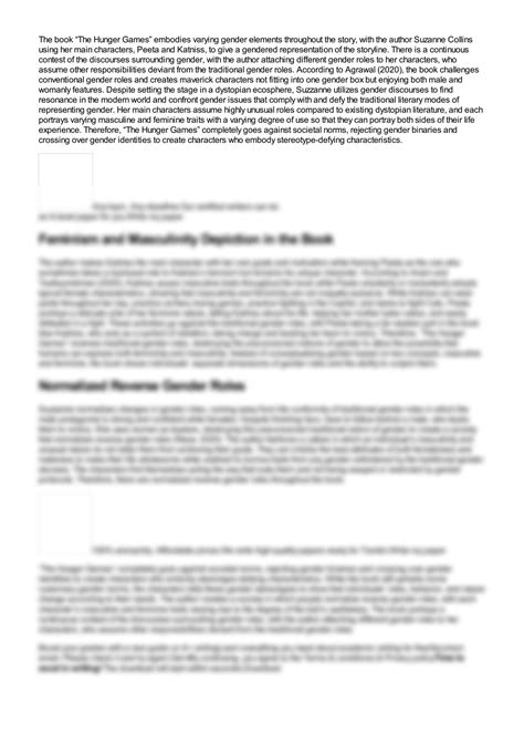 Solution The Hunger Games Gender Roles Studypool