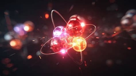 Visual Representation Of An Atom With Colorful Particles Orbiting In A