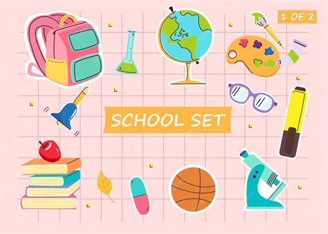 Materias Escolares Iconos Educativos Etiquetas Vectoriales Dibujadas A