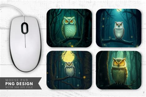 Glowing Owl Mouse Pad Forest Owl Graphic By Regulrcrative · Creative