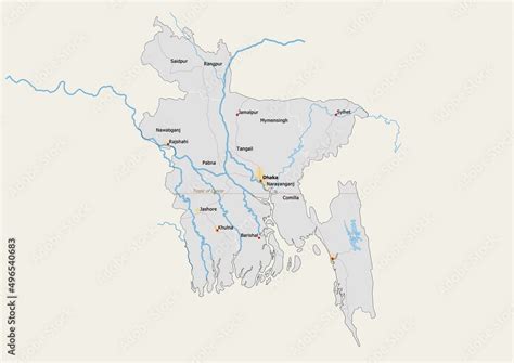 Isolated Map Of Bangladesh With Capital National Borders Important