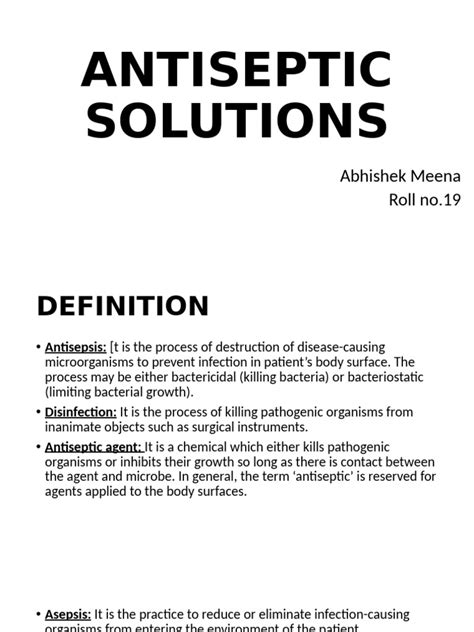 Antiseptic Solutions Overview And Uses Pdf Disinfectant