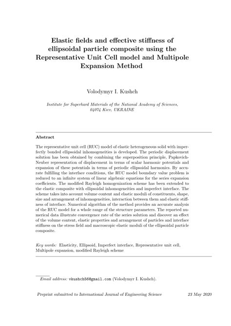 Pdf Elastic Fields And Effective Stiffness Of Ellipsoidal Particle Composite Using The