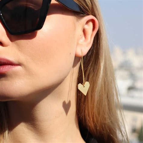 עגיל לב גאומטרי ריק מלא Soho 100 Design Shop