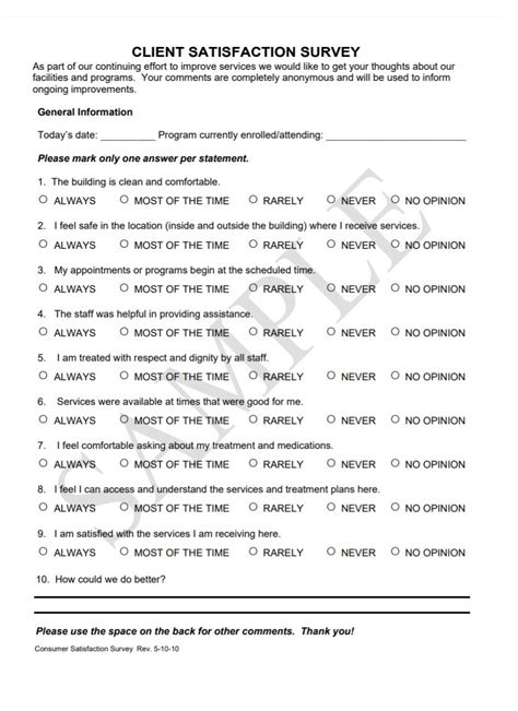 Satisfaction Survey Template Free Word Templates