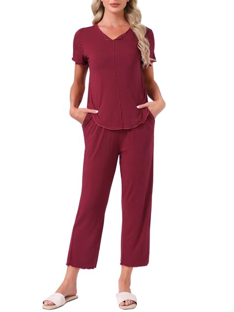 Inspire Chic Womens Pajama Sets Summer Sleepwear Built In Shelf Bra