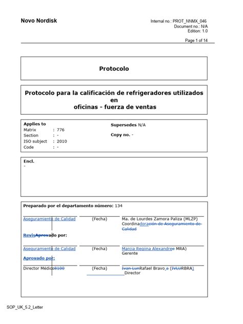Protocol Qualification Of Office Refrigerator Pdf Metrología