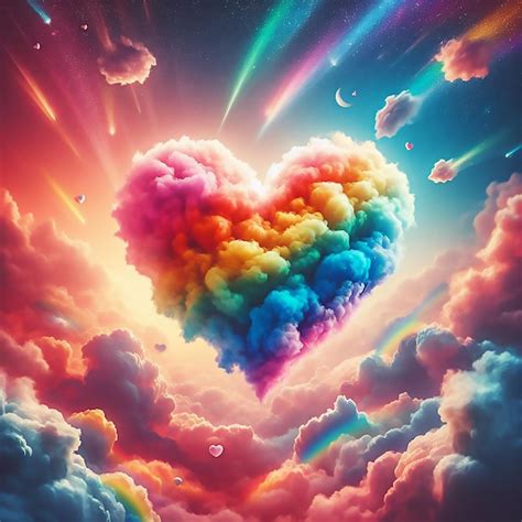 Premium Photo Rainbow Heart Cloud Love Cloud In The Sky Lgbt Love