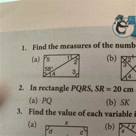 Find The Measures Of The Numbered Angles In Each Rectangle A