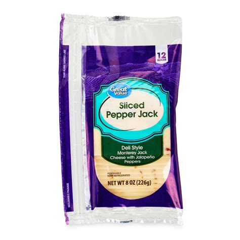 Peanut Free Great Value Deli Style Sliced Pepper Jack Cheese 8 Oz 12
